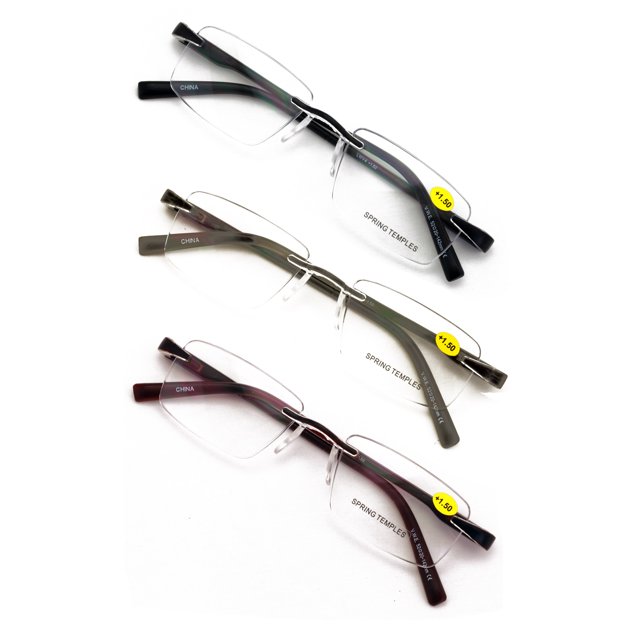 3 Pairs Lightweight Men Women Rimless Comfortable Reading Glasses with ...