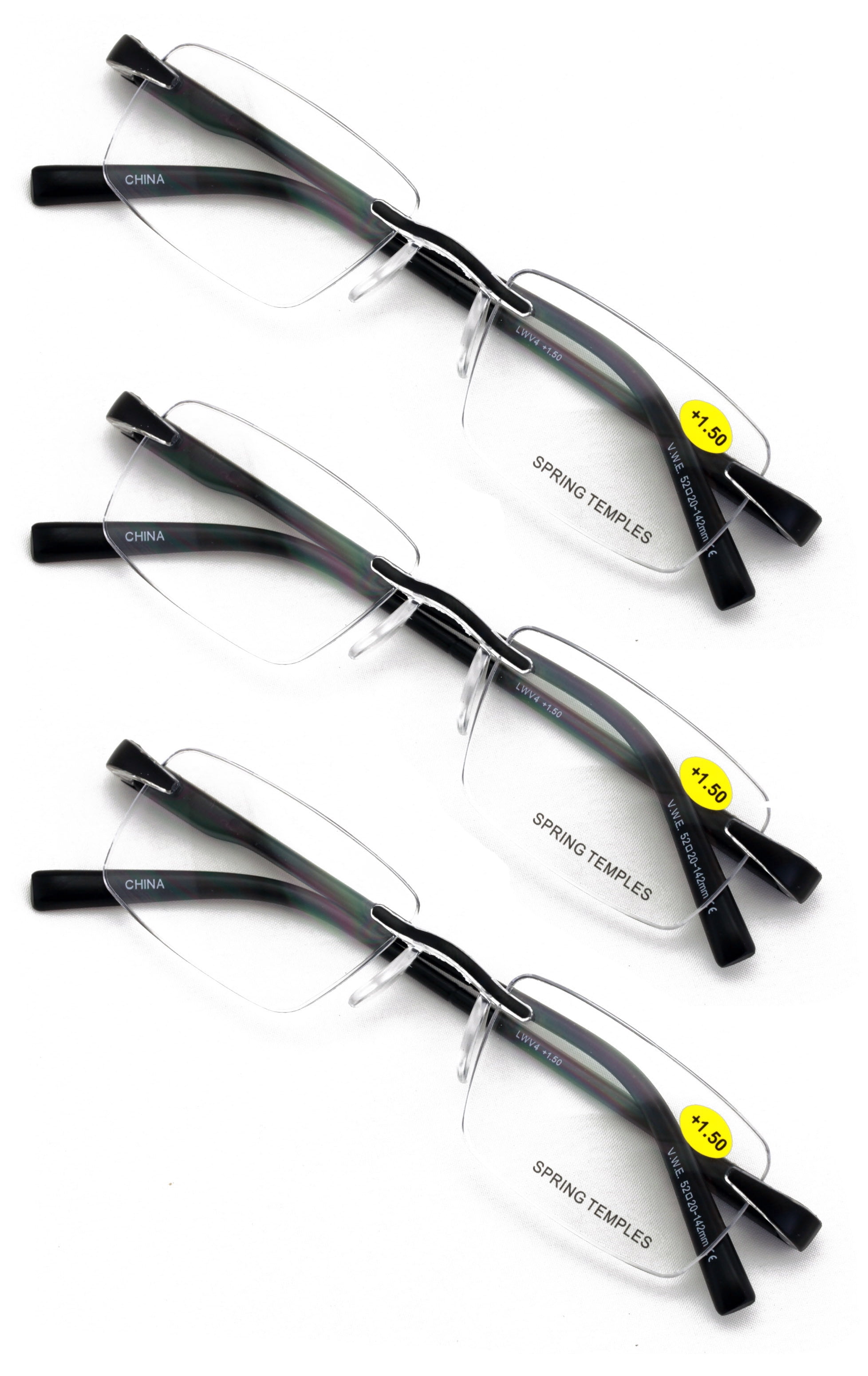 3 Pairs Lightweight Men Women Rimless Comfortable Reading Glasses with ...