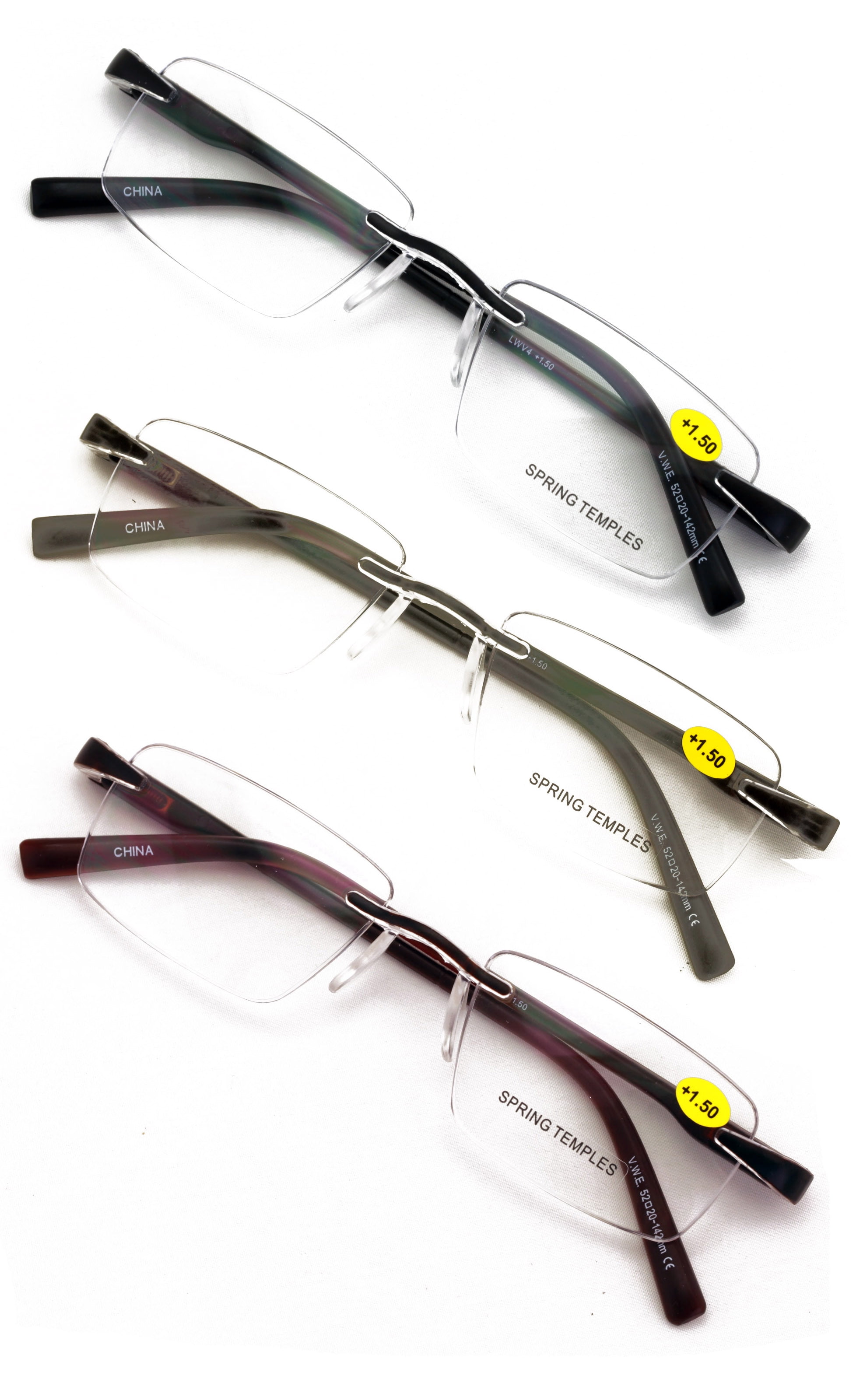 3 Pairs Lightweight Men Women Rimless Comfortable Reading Glasses with ...