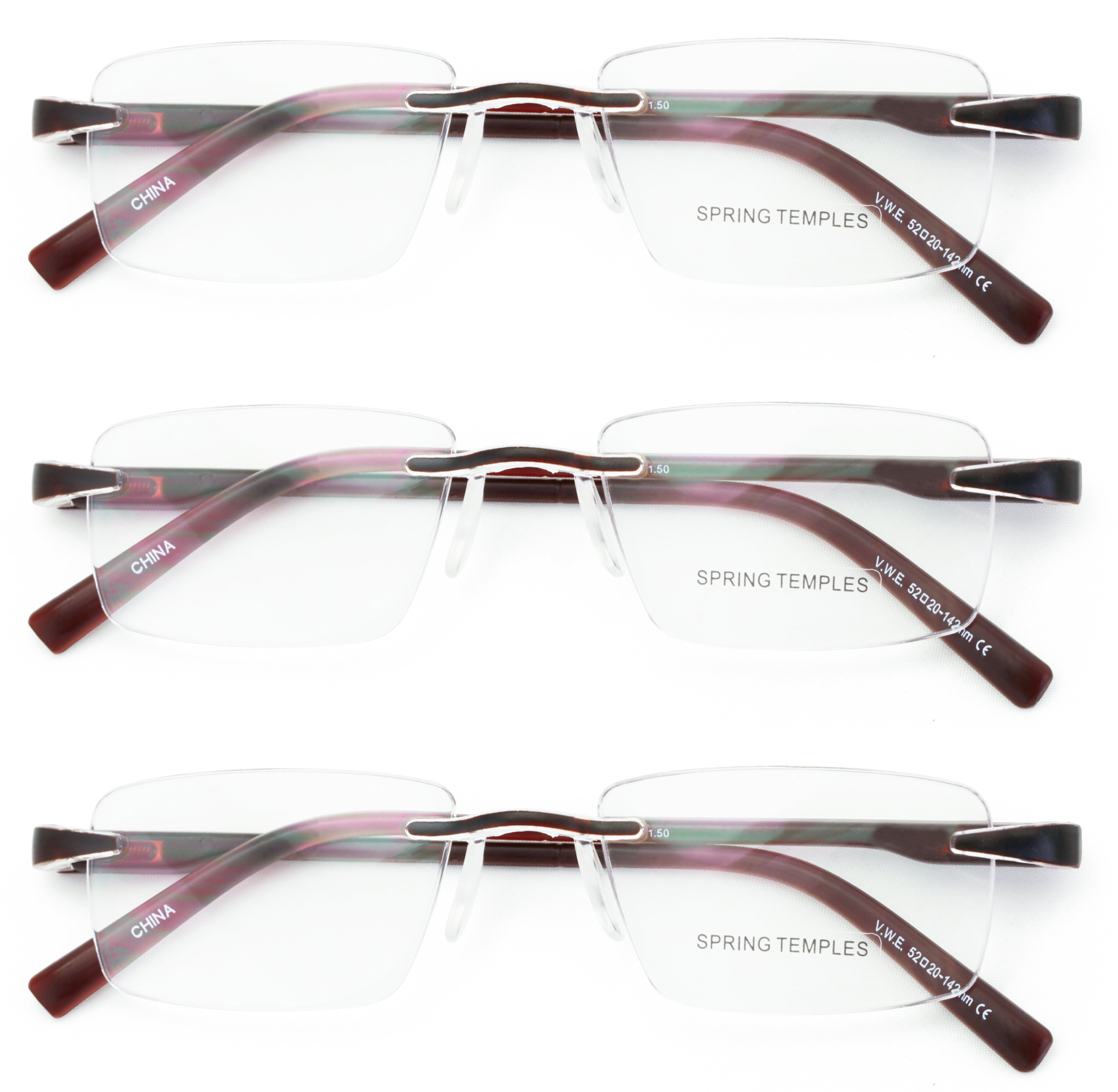 3 Pairs Lightweight Men Women Rimless Comfortable Reading Glasses with ...