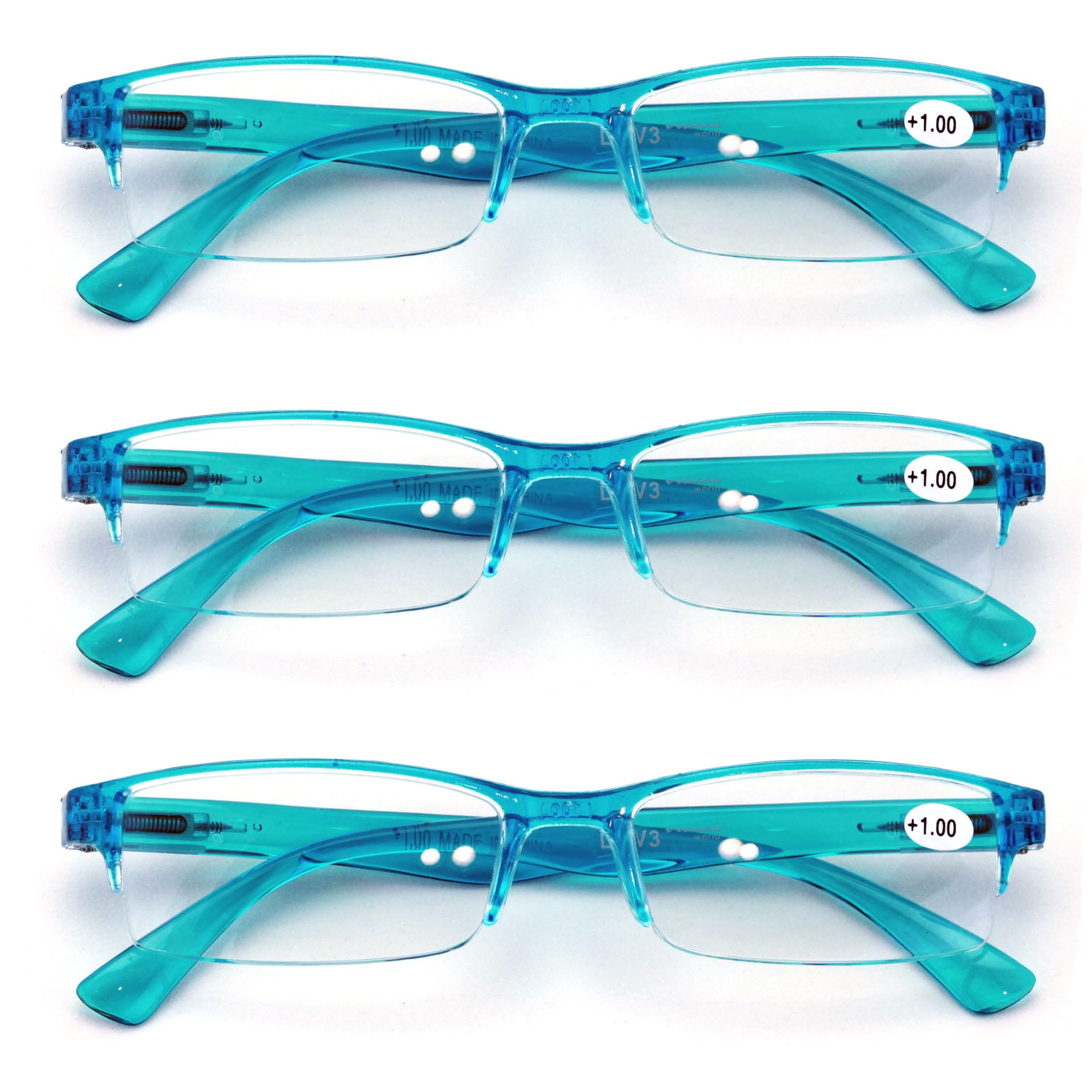 3 Pairs Lightweight Rectangular Unisex Readers with Spring Hinge ...
