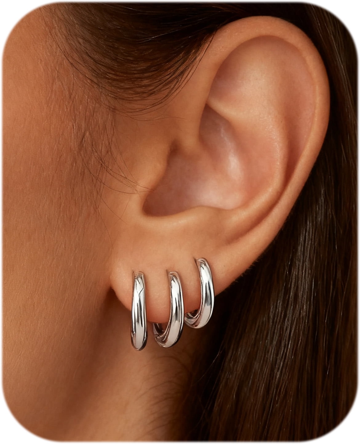 3 Pairs Lightweight Tiny Huggie Hoops for Women, Small Sterling Silver ...