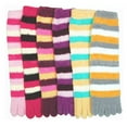 3 Pairs Lot Fuzzy Toe Socks Soft Striped Womens Thong Flip Flop ...