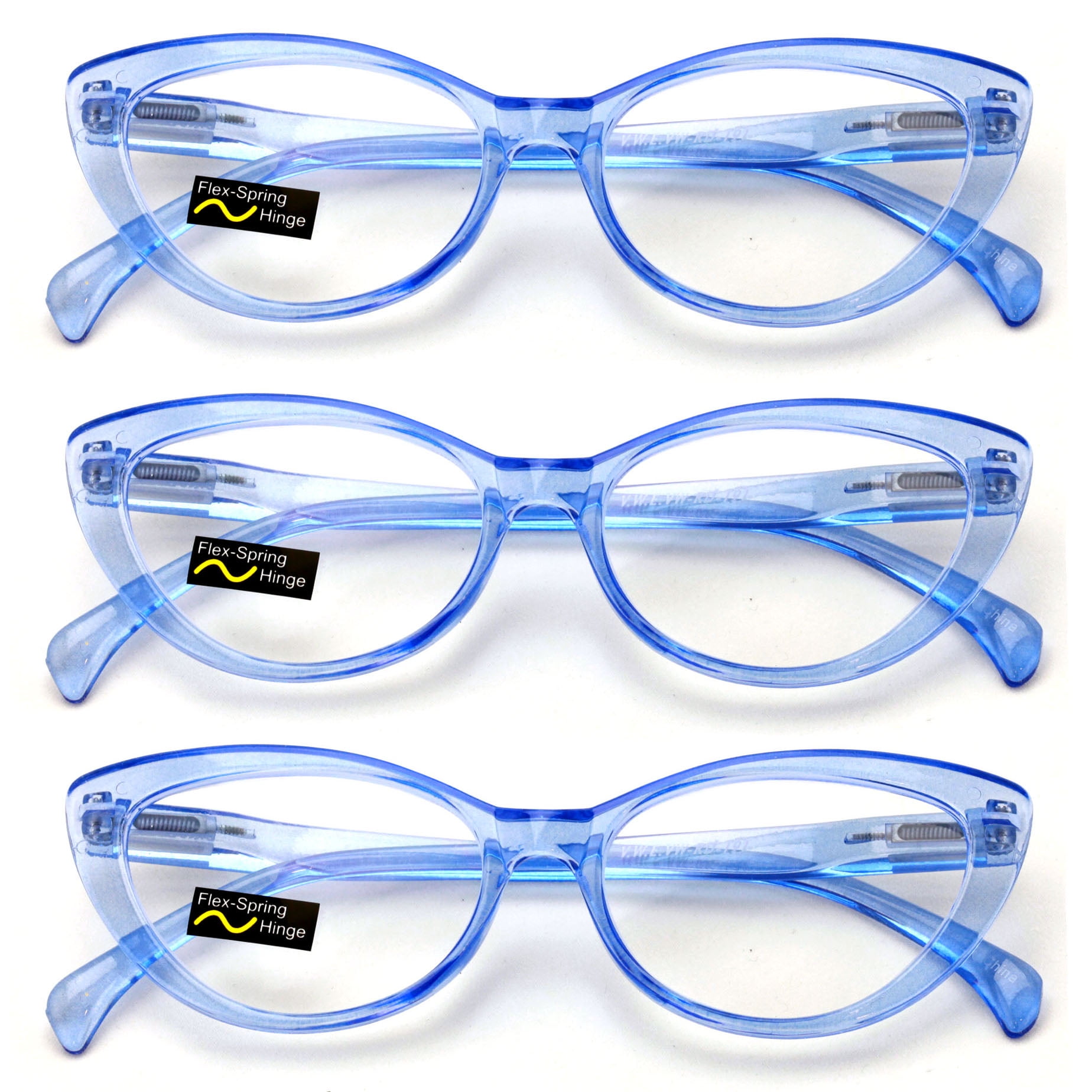 3 Pairs Lot Women Cat eye Clear Blue Readers Reading Glasses - Cateye ...