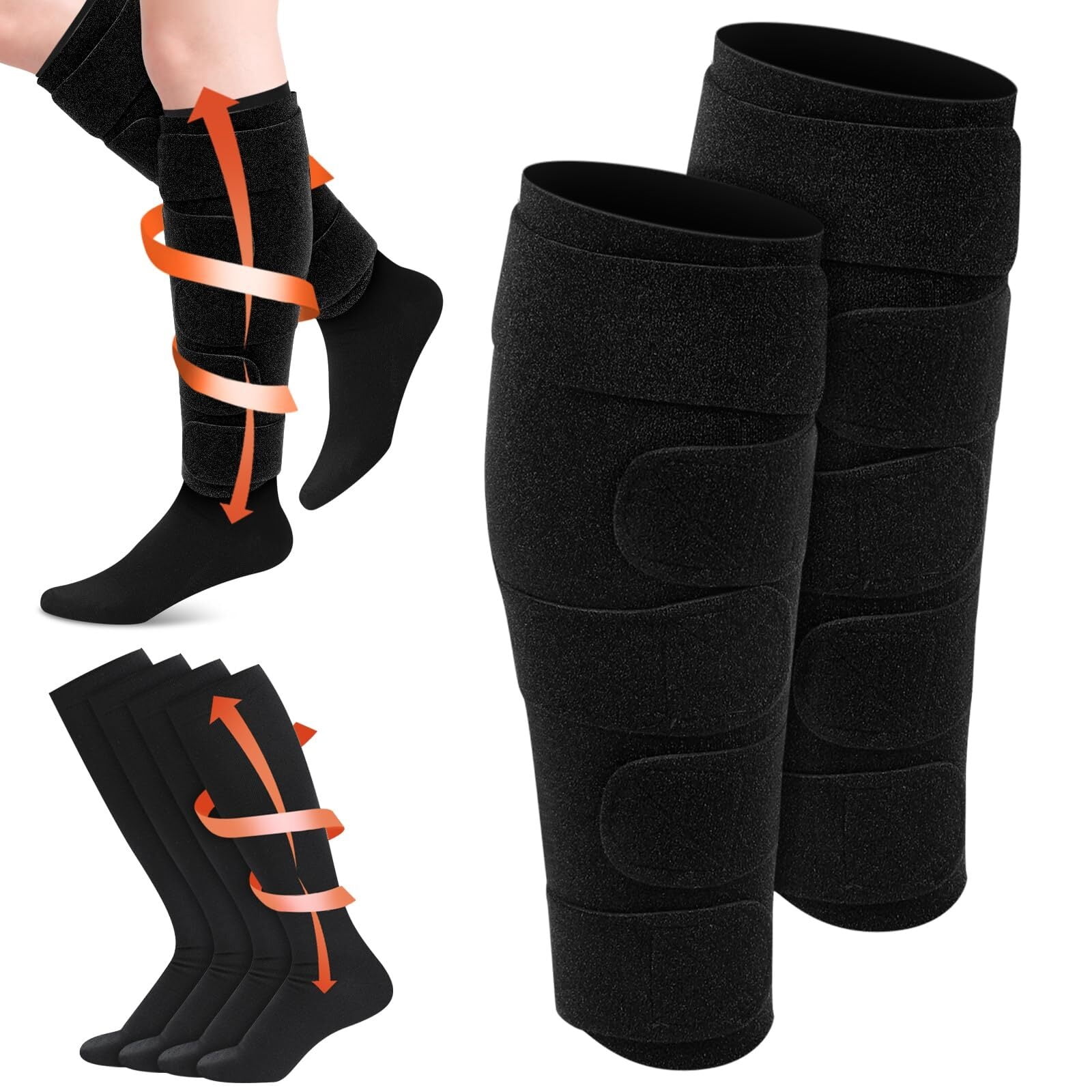 3 Pairs Lymphedema Compression Leg Wraps Kit 20-30 Mmhg Medical Shin ...