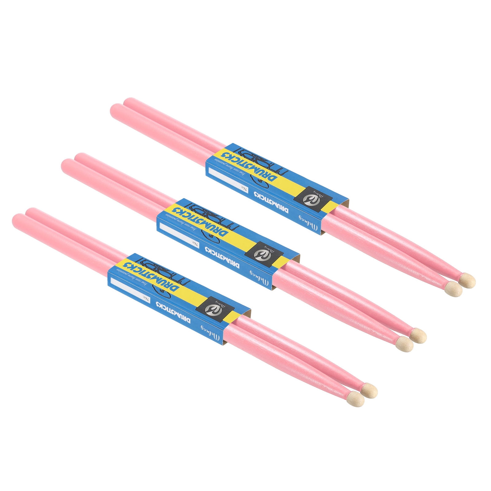 Uxcell 3 Pairs Maple Wood Drumstick Anti Slip Drum Stick 5A Pink for ...