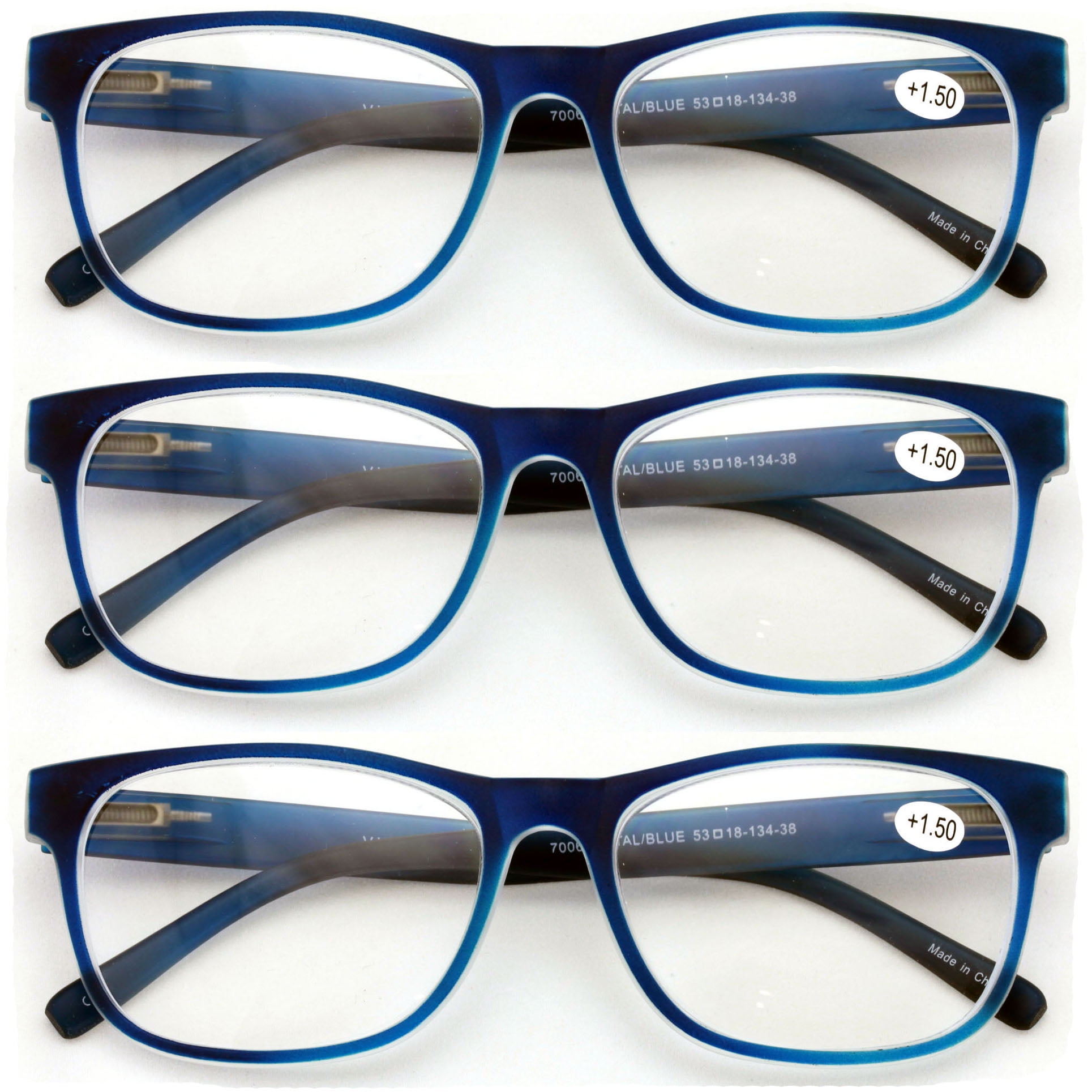 3 Pairs Matte Translucent Classic Lightweight Reader - Spring Hinge ...