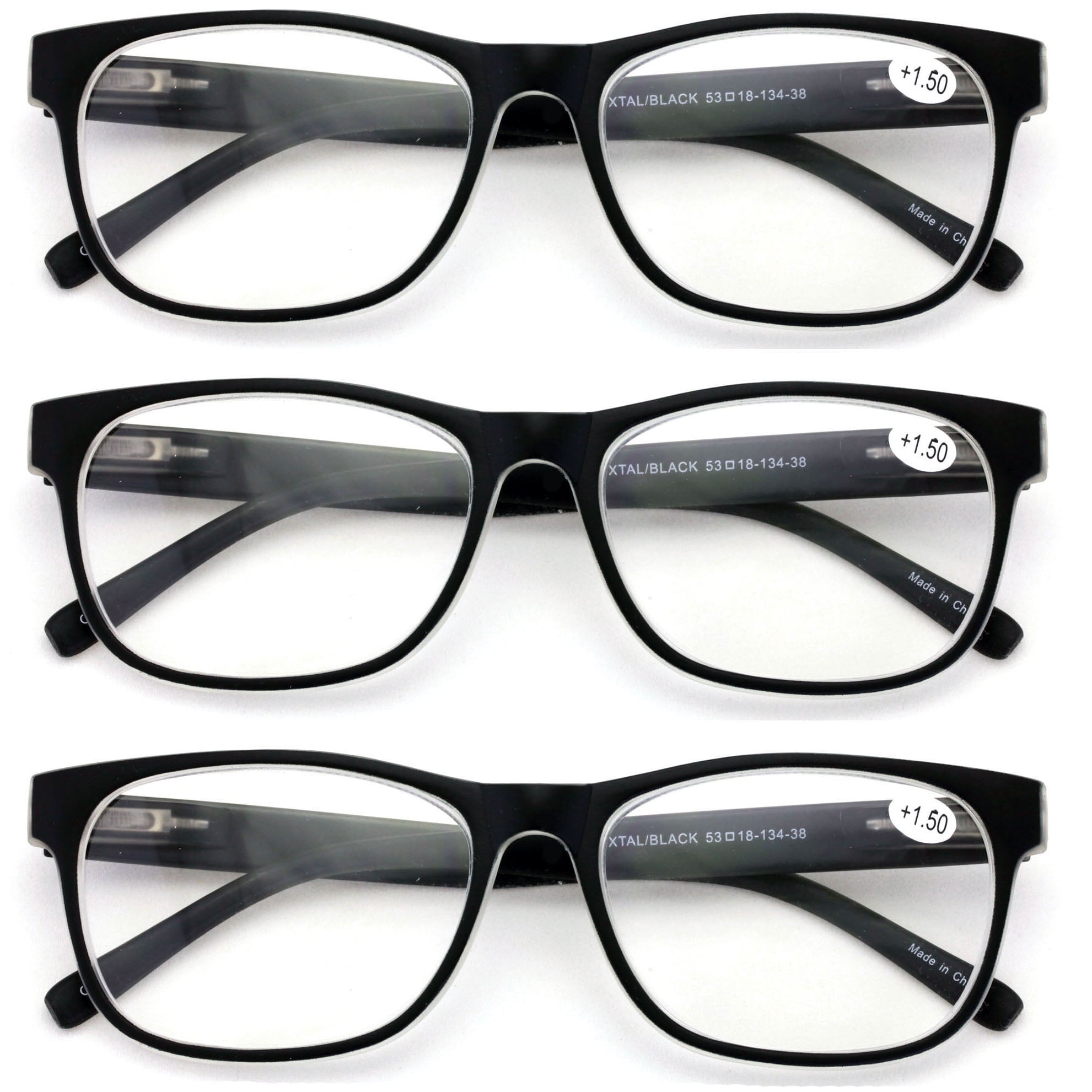 3 Pairs Matte Translucent Classic Lightweight Reader - Spring Hinge ...