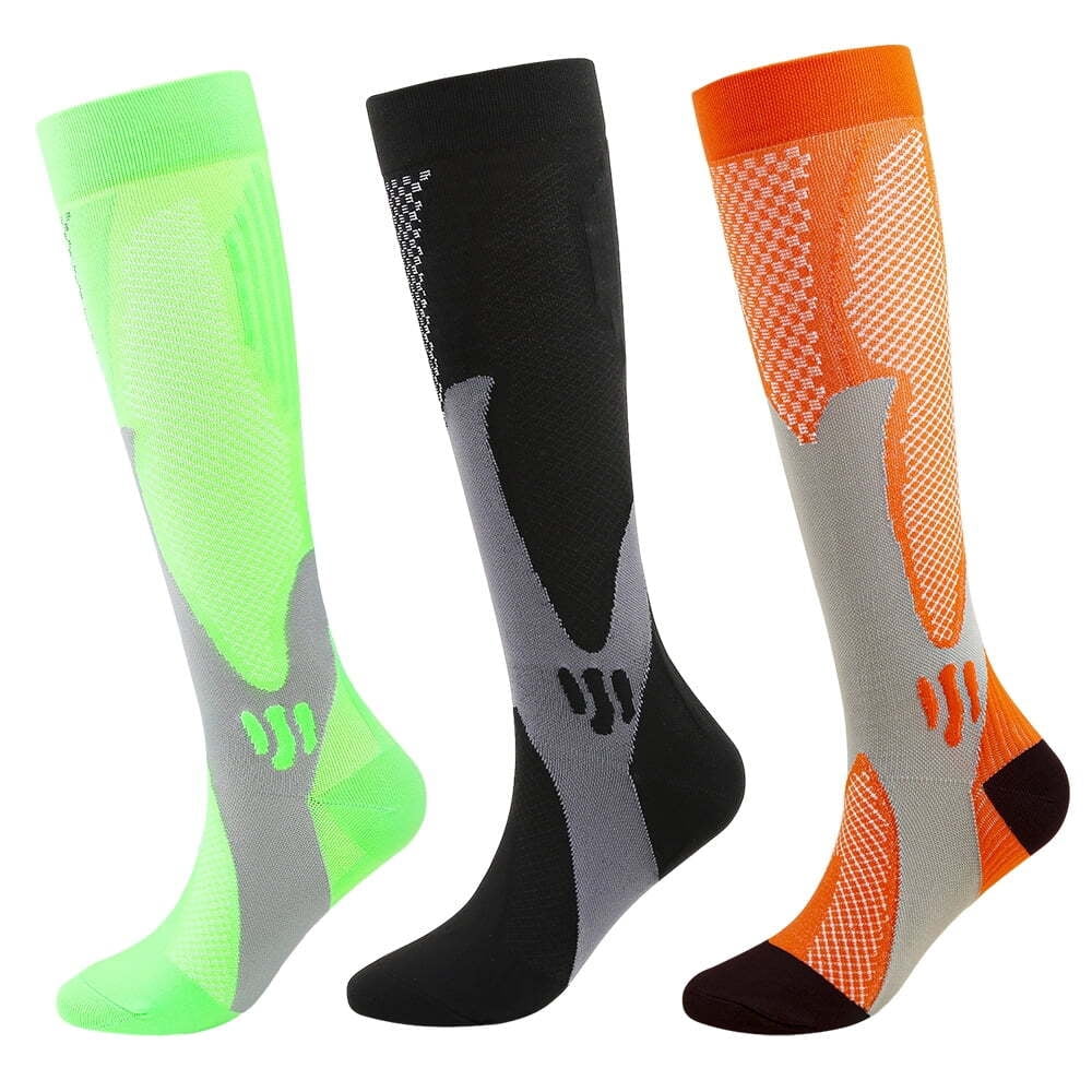 3 Pairs Medical Sport Compression Socks - 15-20mmHg Graduated Knee-High ...