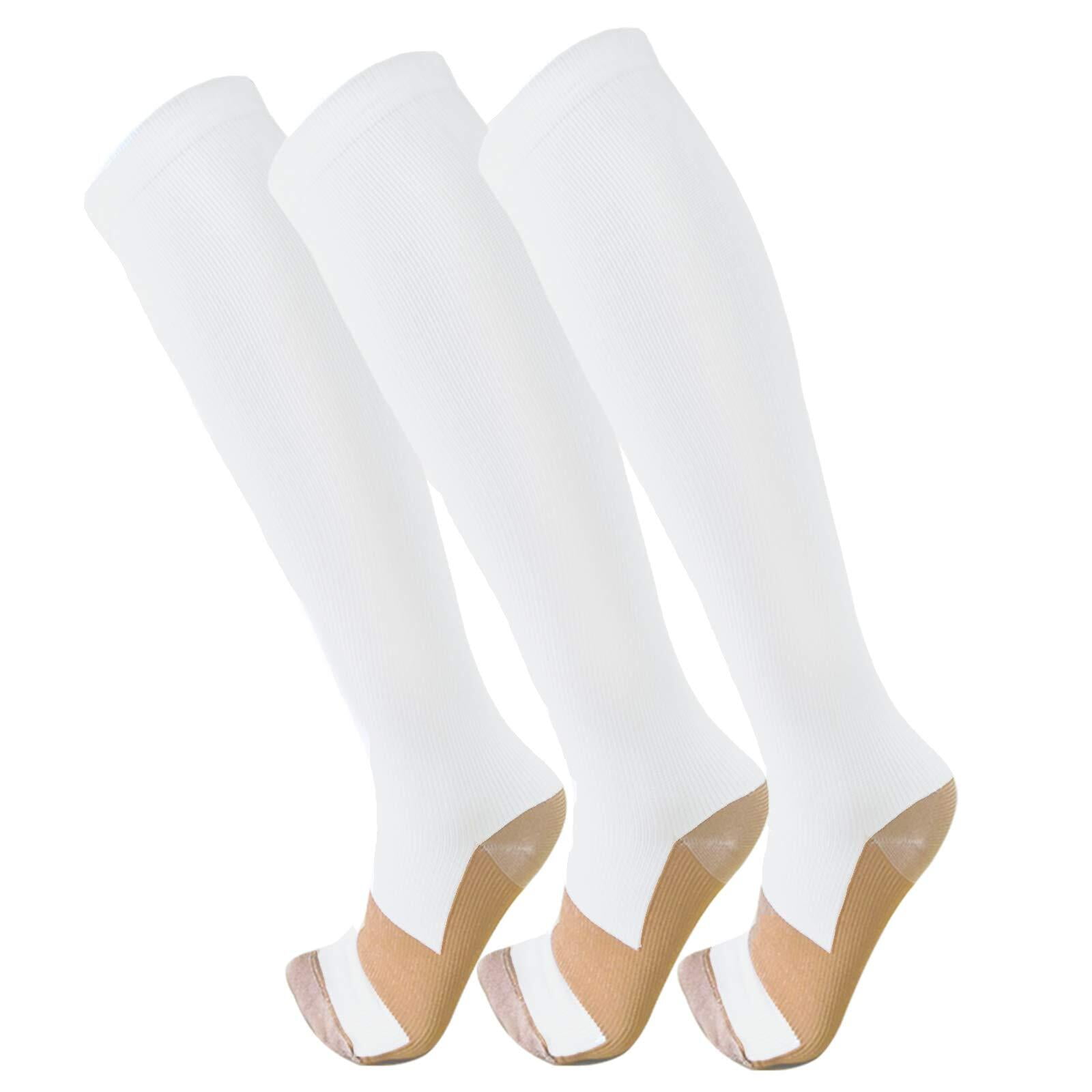 3 Pairs Medical Sport Compression Socks - 15-20mmhg Graduated Knee-High ...