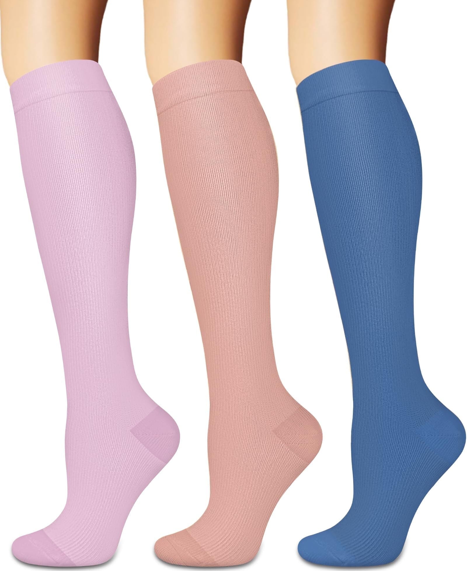 Fuklindy Medical Grade Compression Socks, 15-20mmHg Knee-High Support ...
