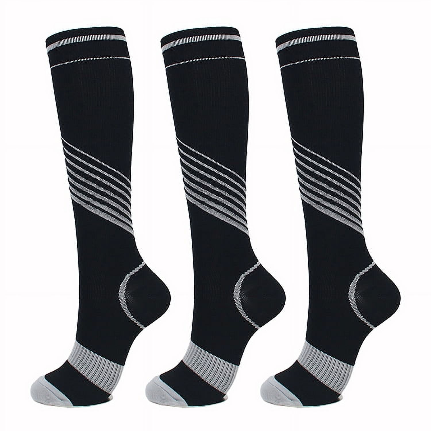 3 Pairs Medical Sport Compression Socks - 15-20mmhg Graduated Knee-High ...