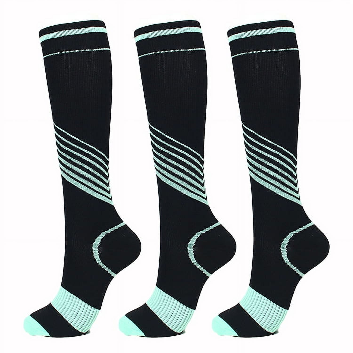3 Pairs Medical Sport Compression Socks - 15-20mmhg Graduated Knee-High ...