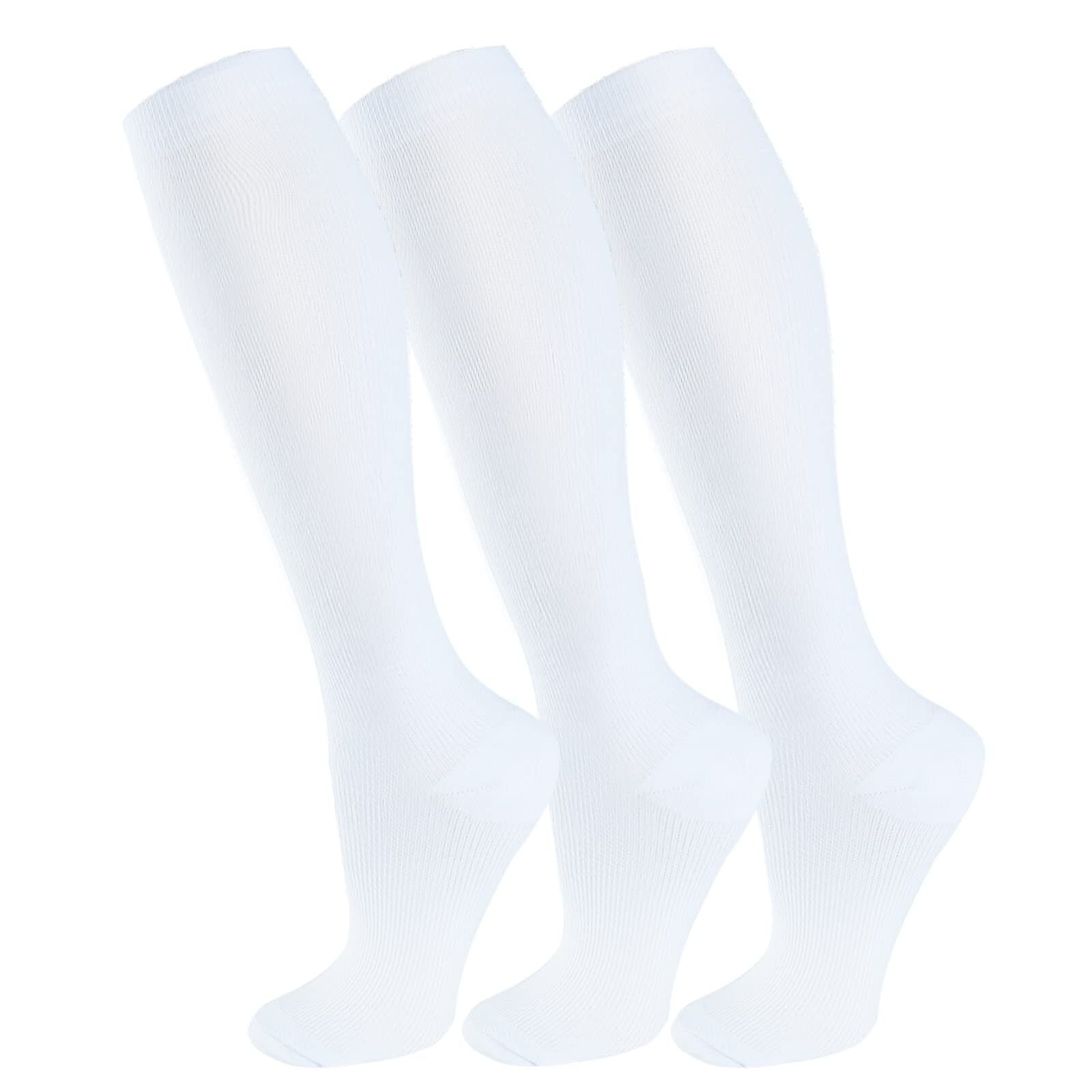 3 Pairs Medical Sport Compression Socks - 15-20mmhg Graduated Knee-High ...
