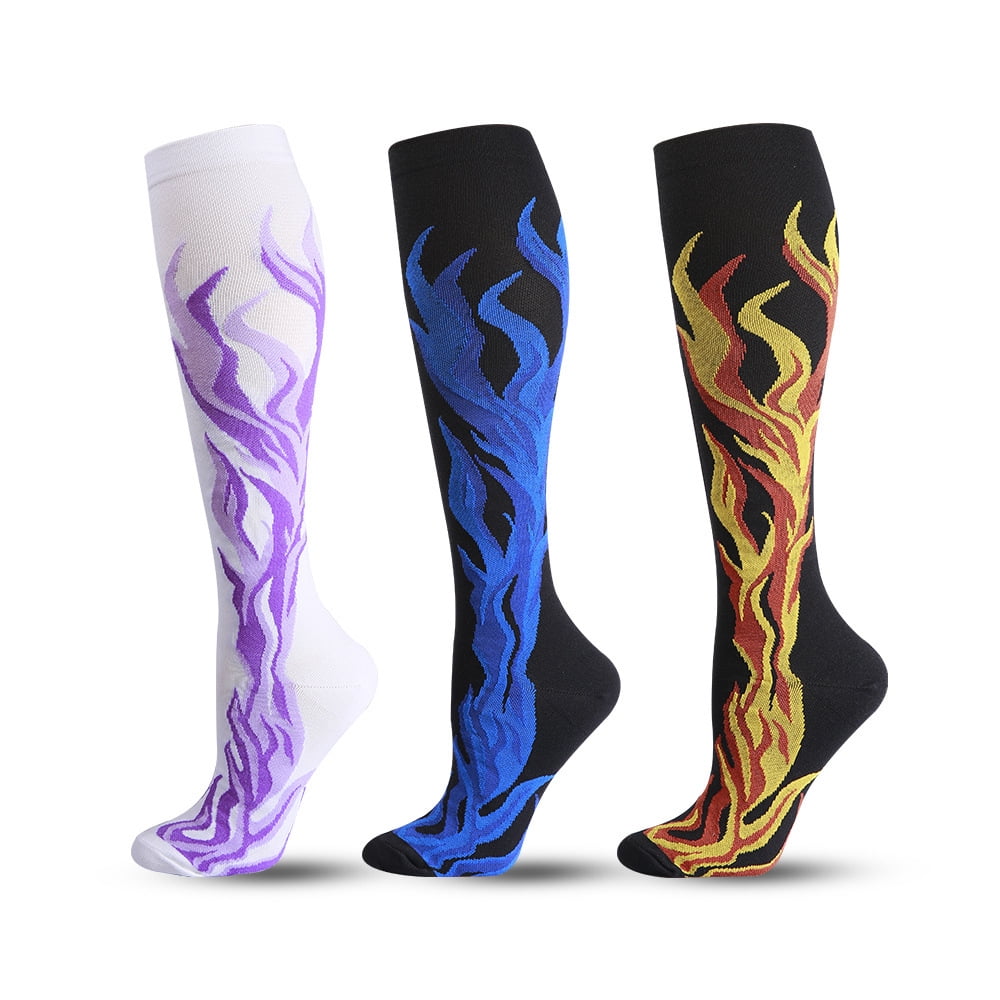 3 Pairs Medical Sport Compression Socks - 15-20mmhg Graduated Knee-High ...