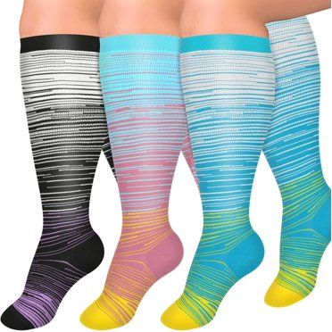 3 Pairs Medical Sport Compression Socks - 15-20mmhg Graduated Knee-High ...