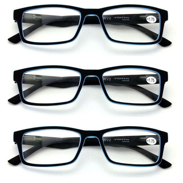 3 Pairs Men Lightweight Rectangular Unisex Readers with Spring Hinge ...