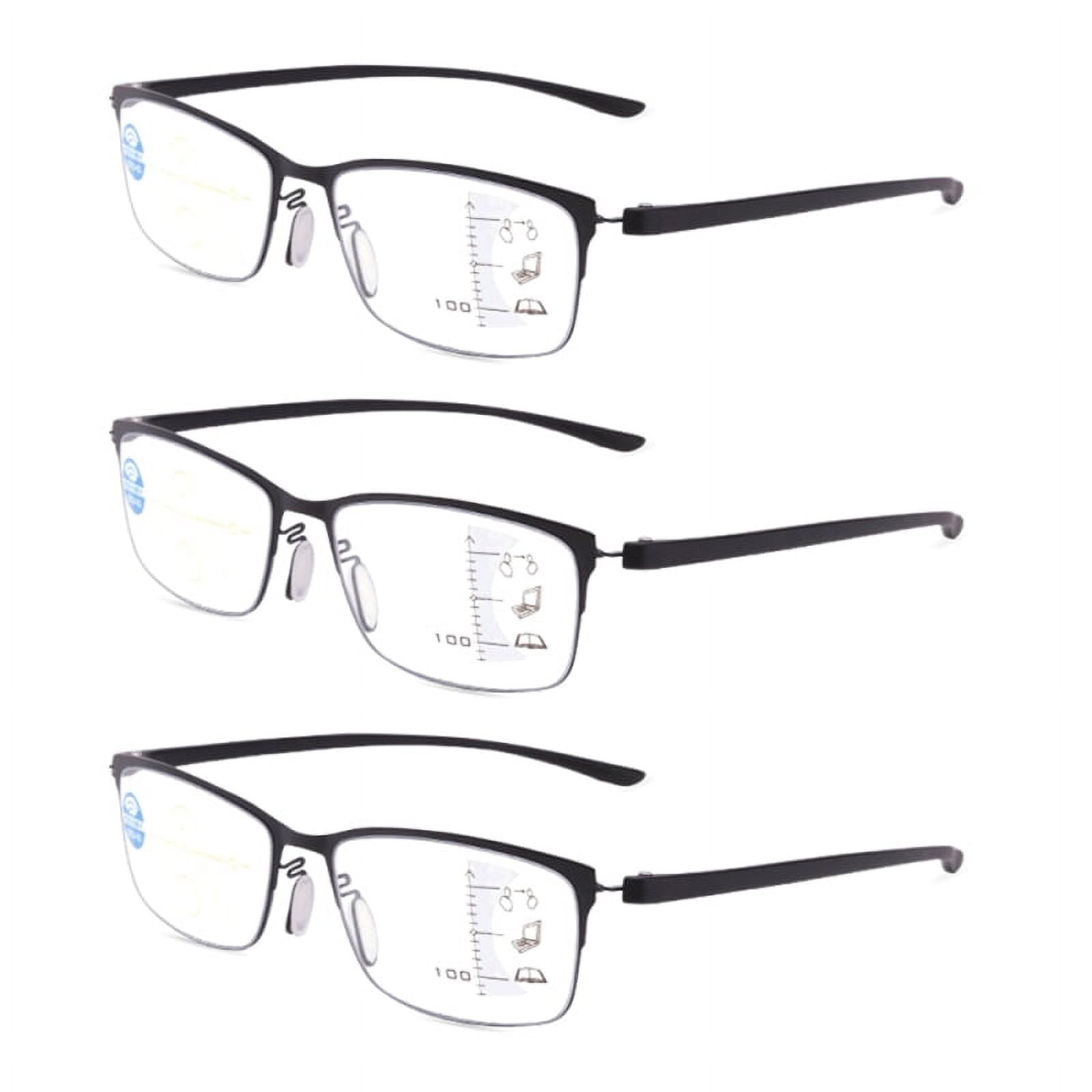 3 Pairs Men Rectangular Multifocal Progressive Reading Glasses Readers ...