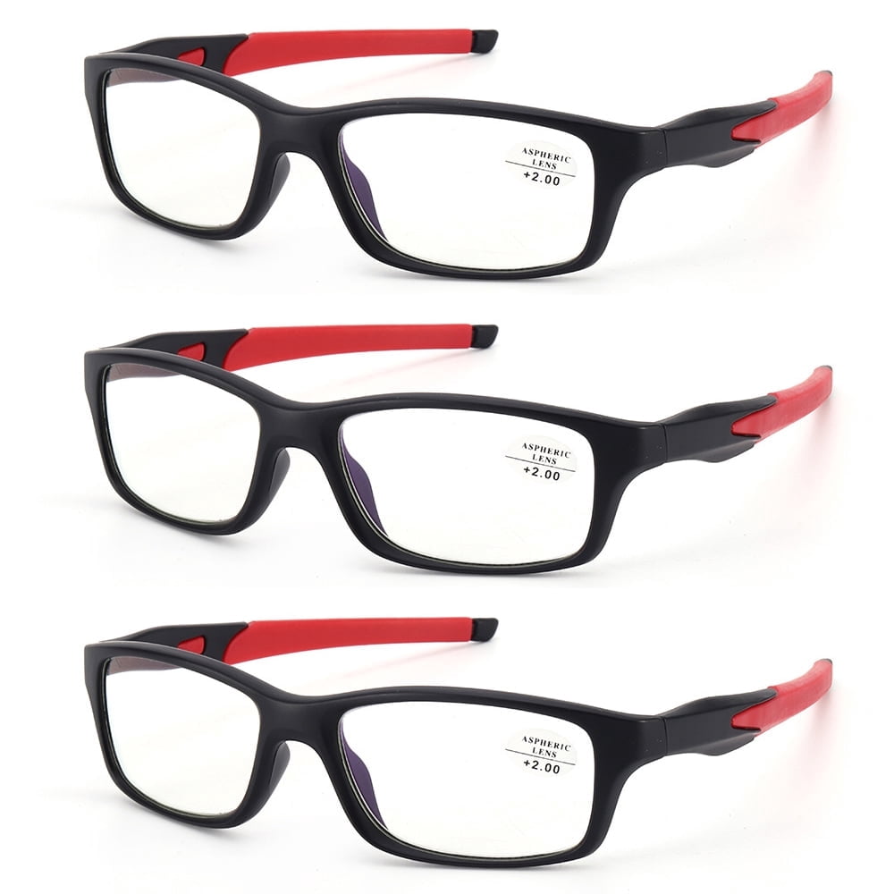 3 Pairs Men Sport Reading Glasses Blue Light Blocking Readers Rubber ...