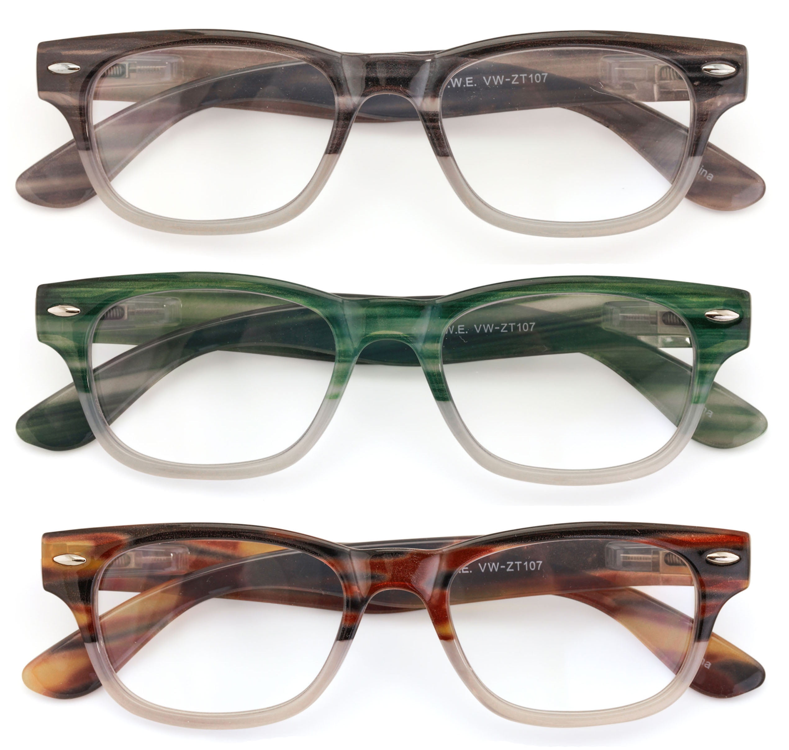 3 Pairs Men Women Bold Thick Reading Glasses 2 Tone Mica Marble ...