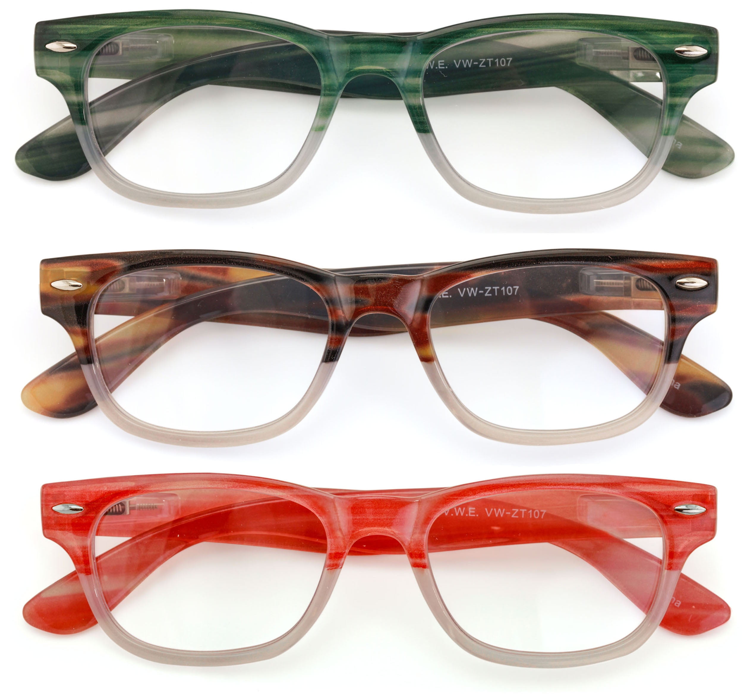 3 Pairs Men Women Bold Thick Reading Glasses 2 Tone Mica Marble ...