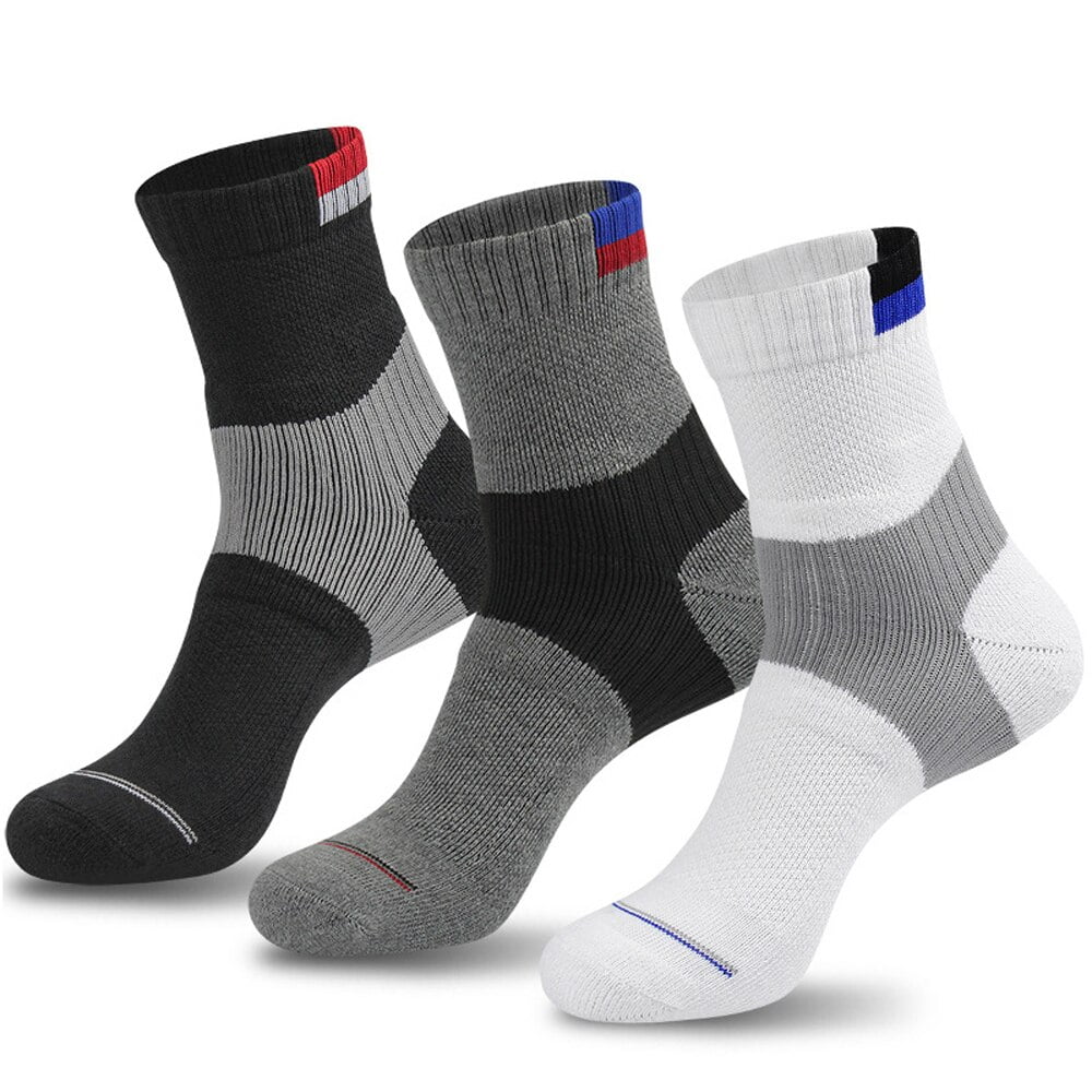 3 Pairs Mens Athletic Socks Performance Thick Cushioned Basketball ...