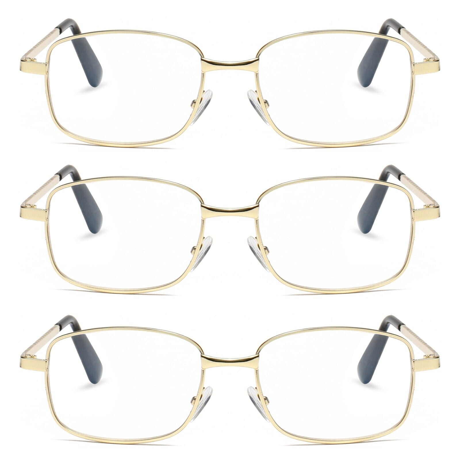 3 Pairs Mens Womens Metal Frame Clear Lens Reading Glasses Fashion ...
