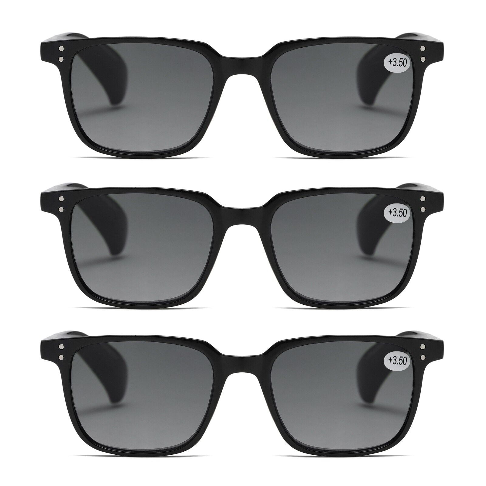 3 Pairs Mens Womens Unisex Reading Sunglasses Magnified Full Tinted Lens Sun Readers +3.00 ...