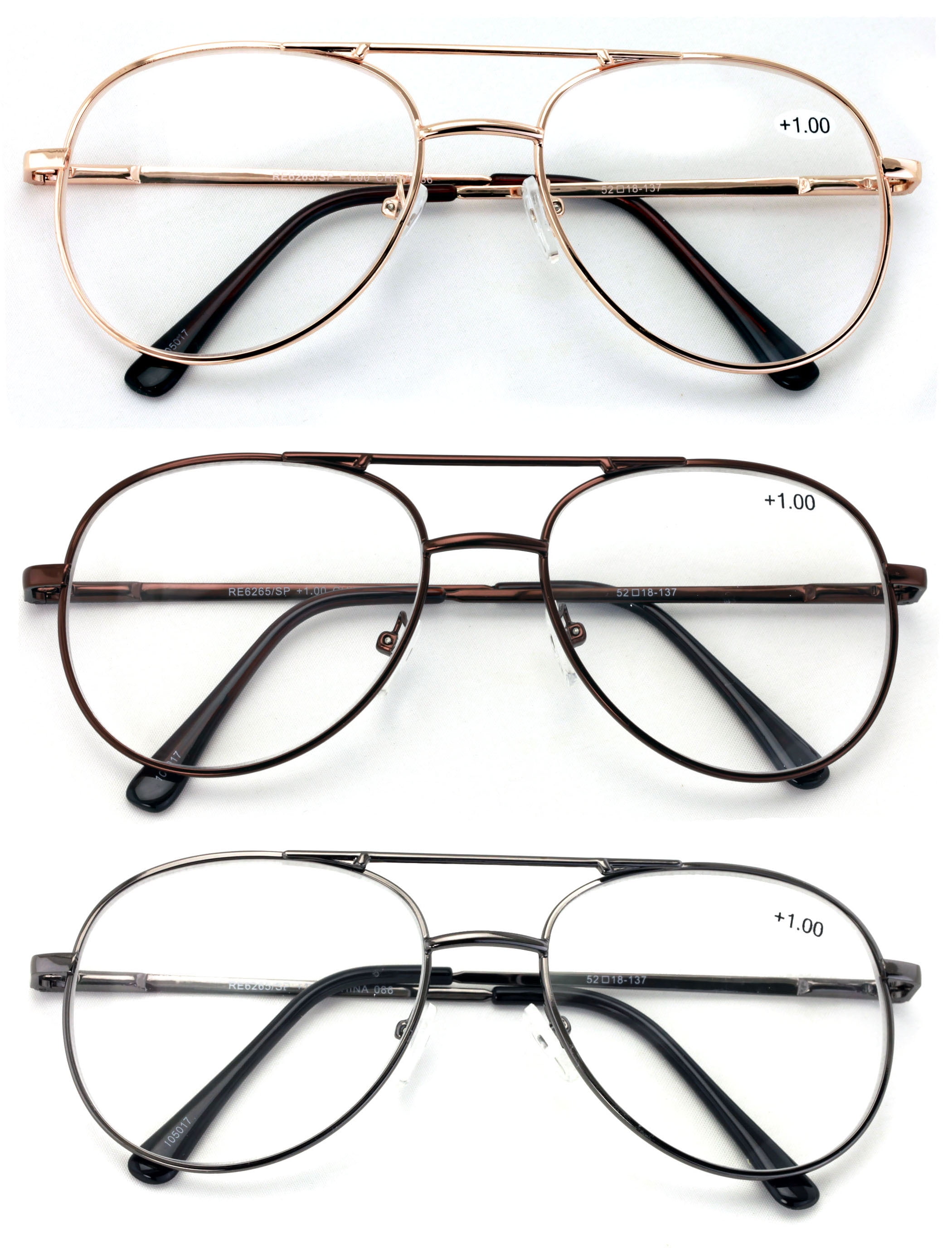 V.W.E. Metal Aviator Reading Glasses, Spring Hinge, Tear Drop Clear ...