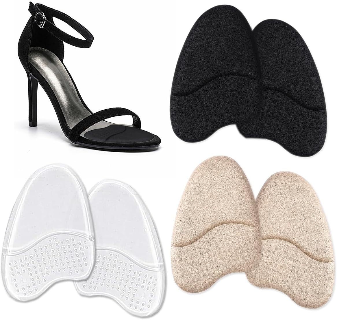 3 Pairs Metatarsal Pads for Women, Anti-Sliding Pads for Open Toe Shoes ...
