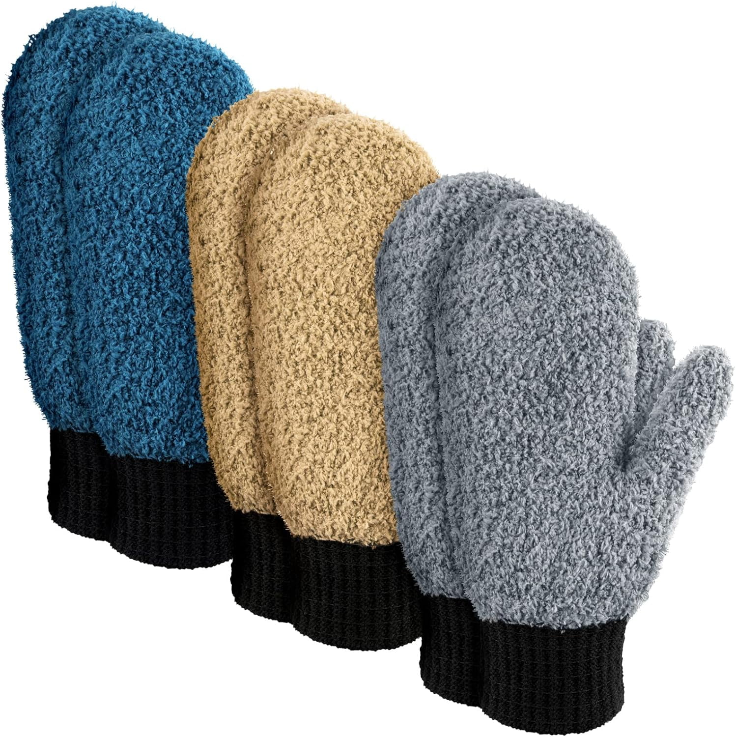 3 Pairs Microfiber Dust Mittens with Thumb Household Cleaning No ...