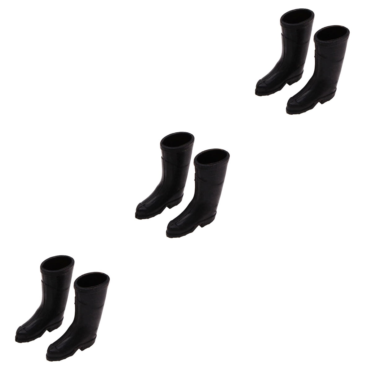3 Pairs Mini Rain Boots Pretend Play Shoes Miniature Accessories Black ...