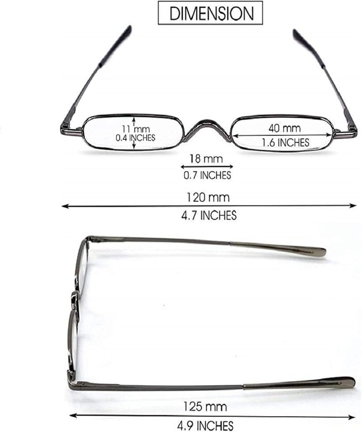 3 Pairs Mini Reading Glasses Compact Spring Hinged Slim Pocket Readers ...