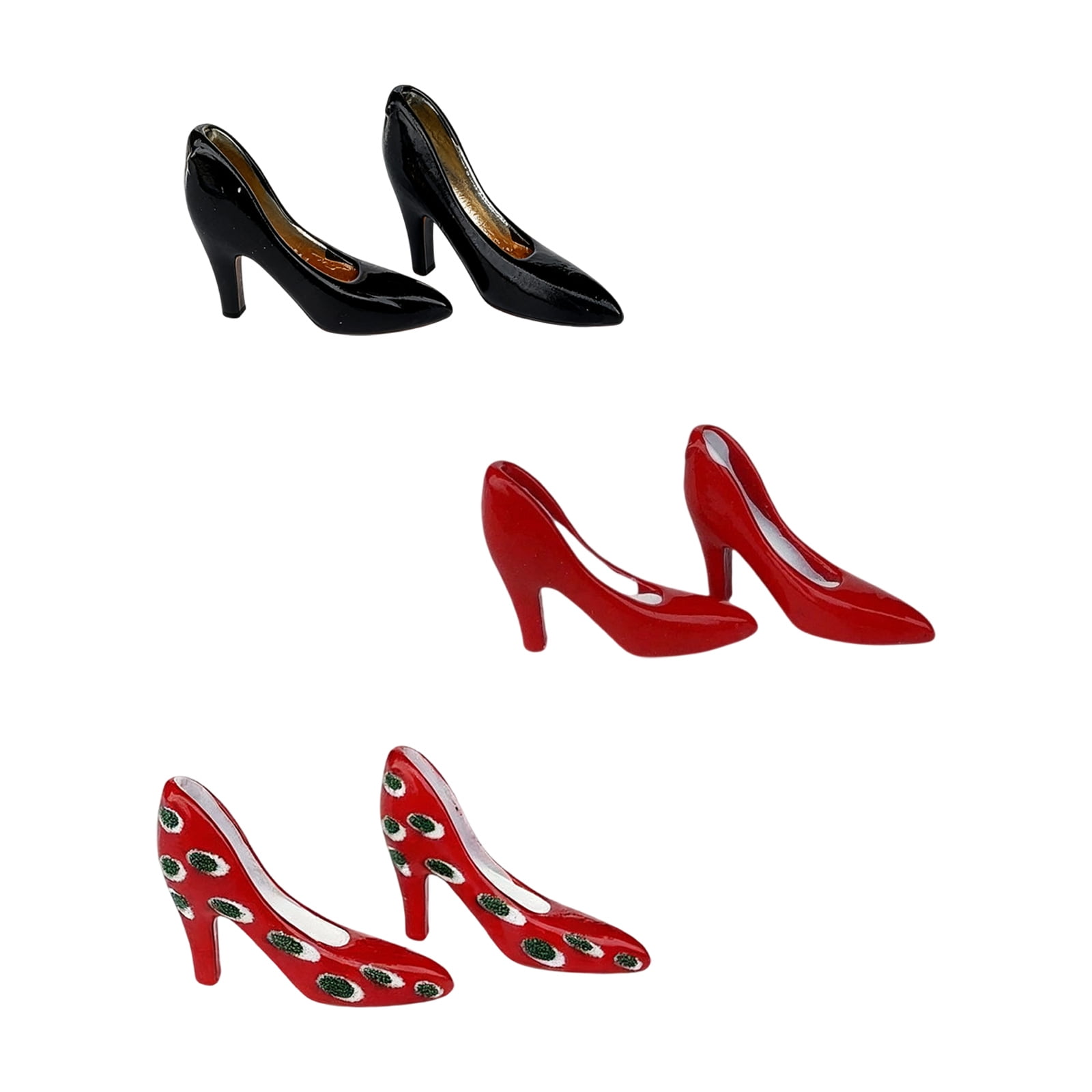 3 Pairs Miniature Shoe Models For Dollhouses Iron High Heel With ...