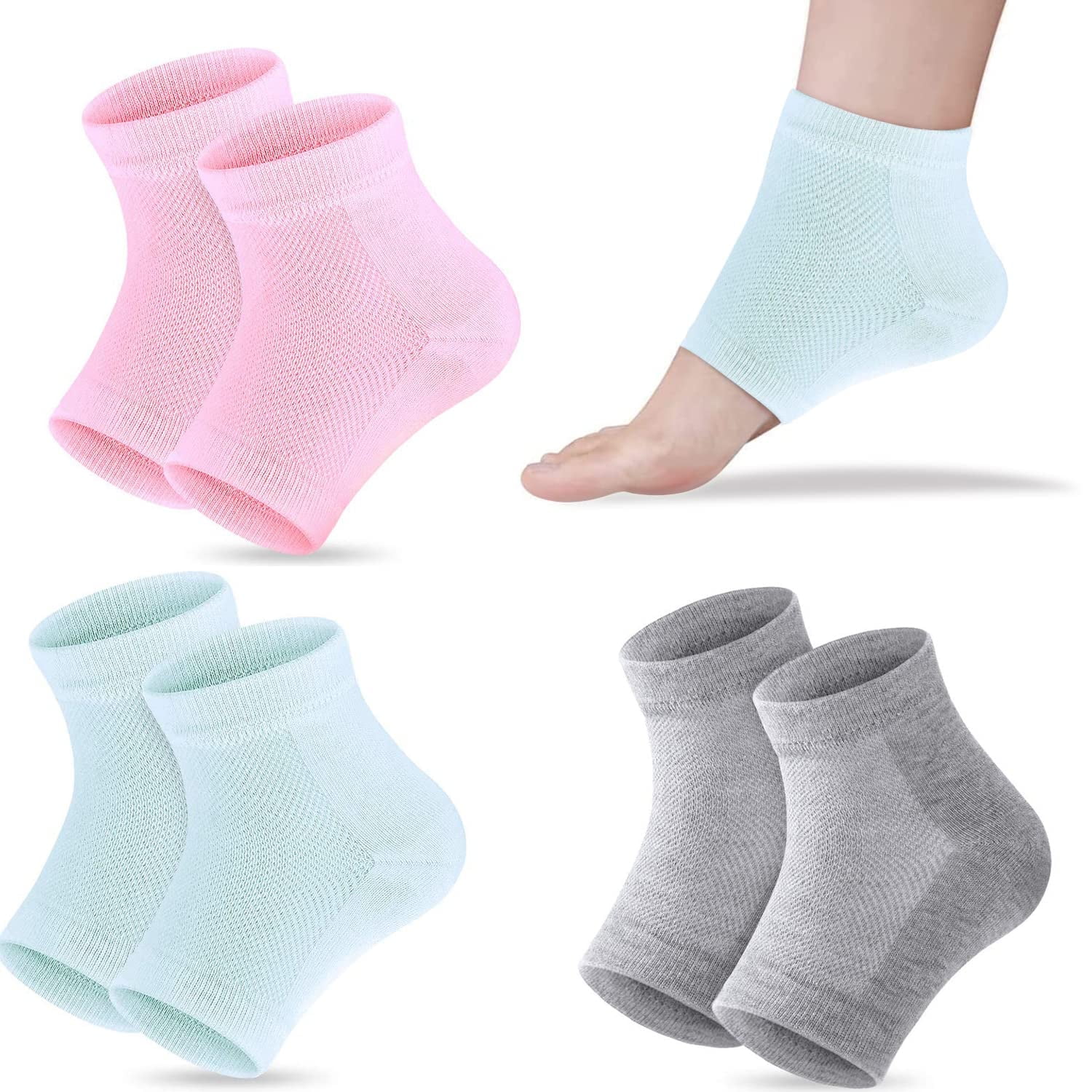 3 Pairs Moisturizing Gel Heel Socks Open Toe Socks Cracked Gel Heel ...