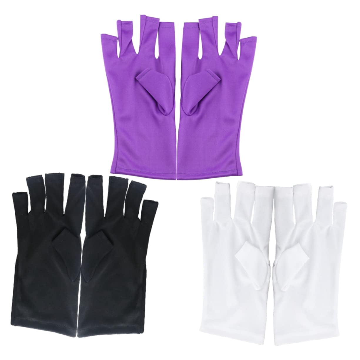 3 Pairs Nail Art UV Gloves Anti- black Fingerless Phototherapy Gloves ...