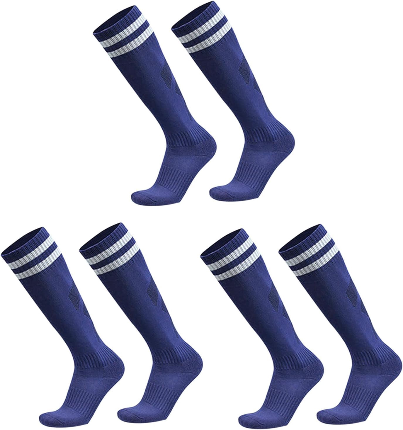 3 Pairs Navy Blue Football Socks for Boys Girls, Kids Soccer Socks Long ...