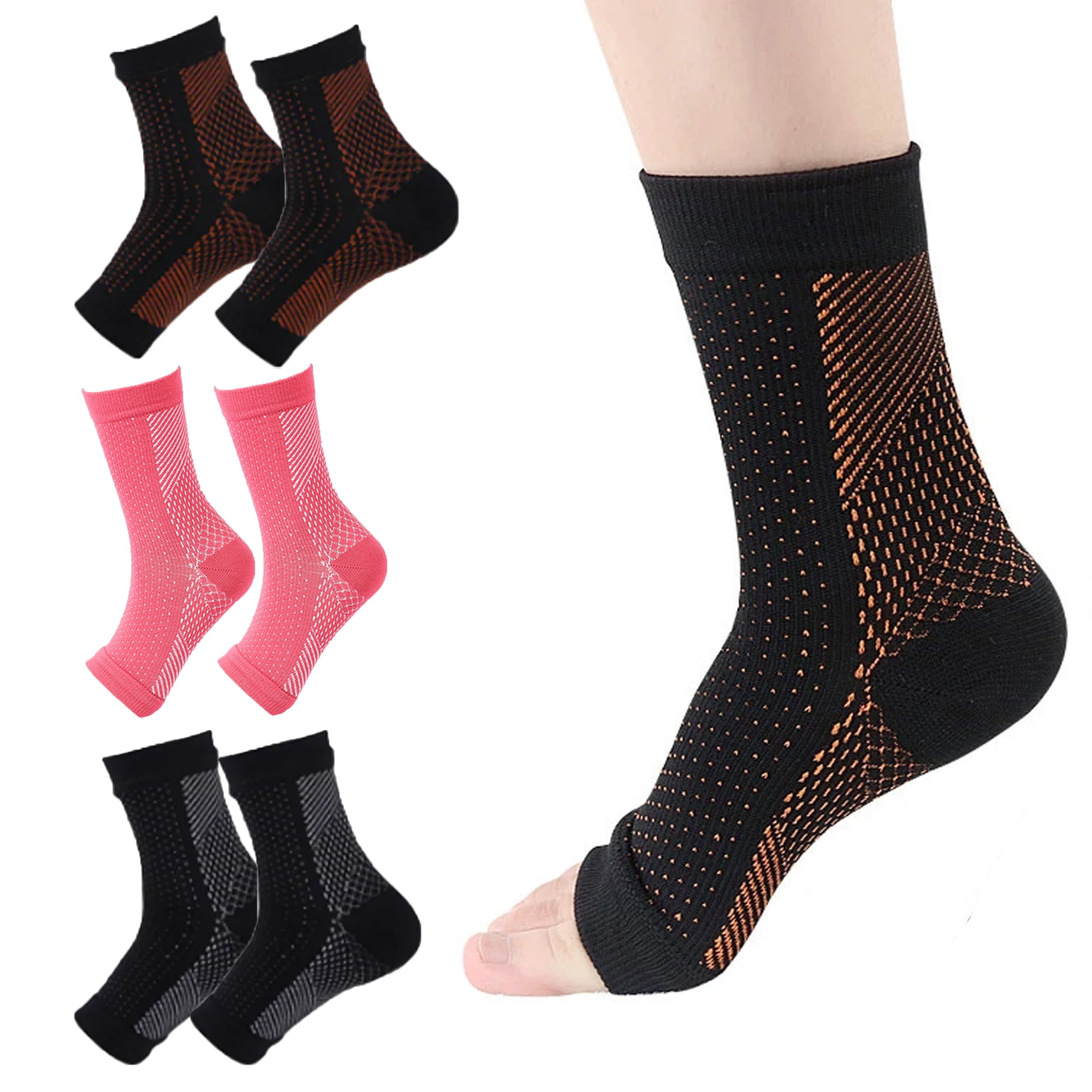 3 Pairs Neuropathy Socks Compression Sleeve for Ankle Swelling Plantar ...