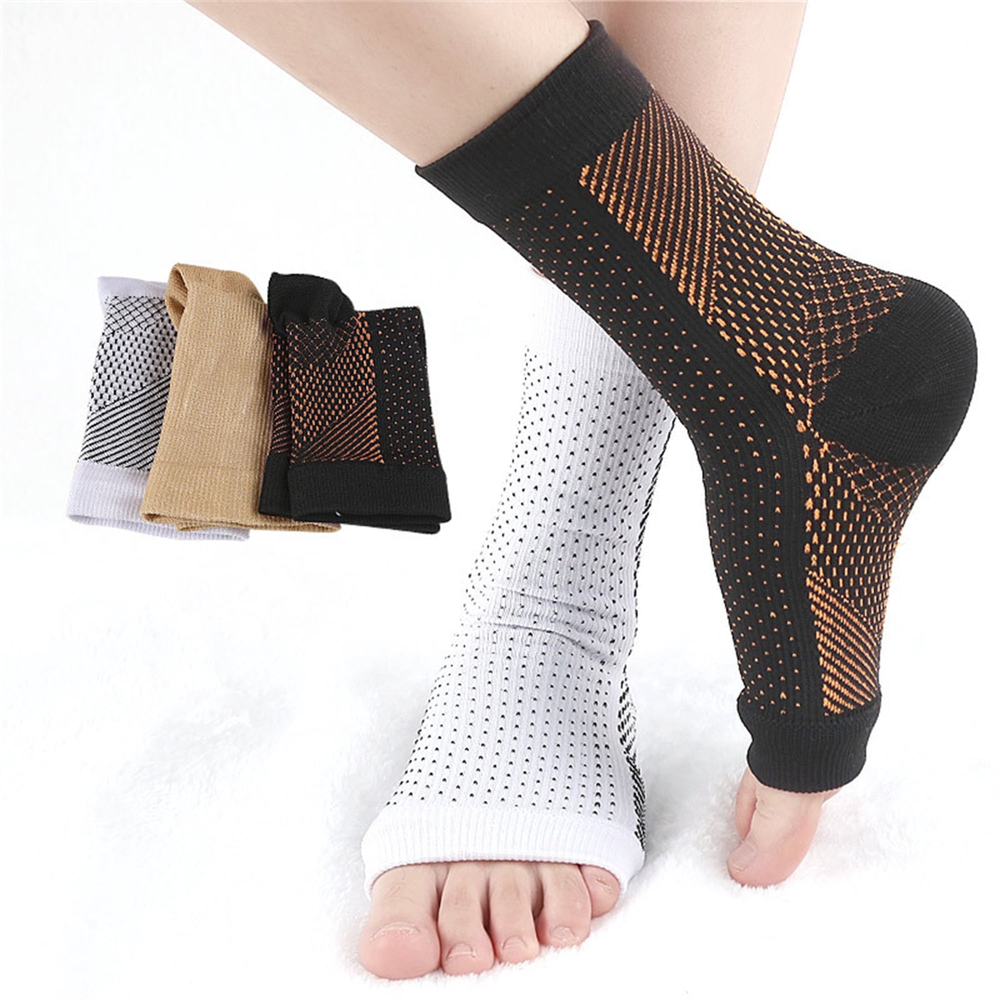 3 Pairs Neuropathy Socks Compression Sleeve for Ankle Swelling Plantar ...