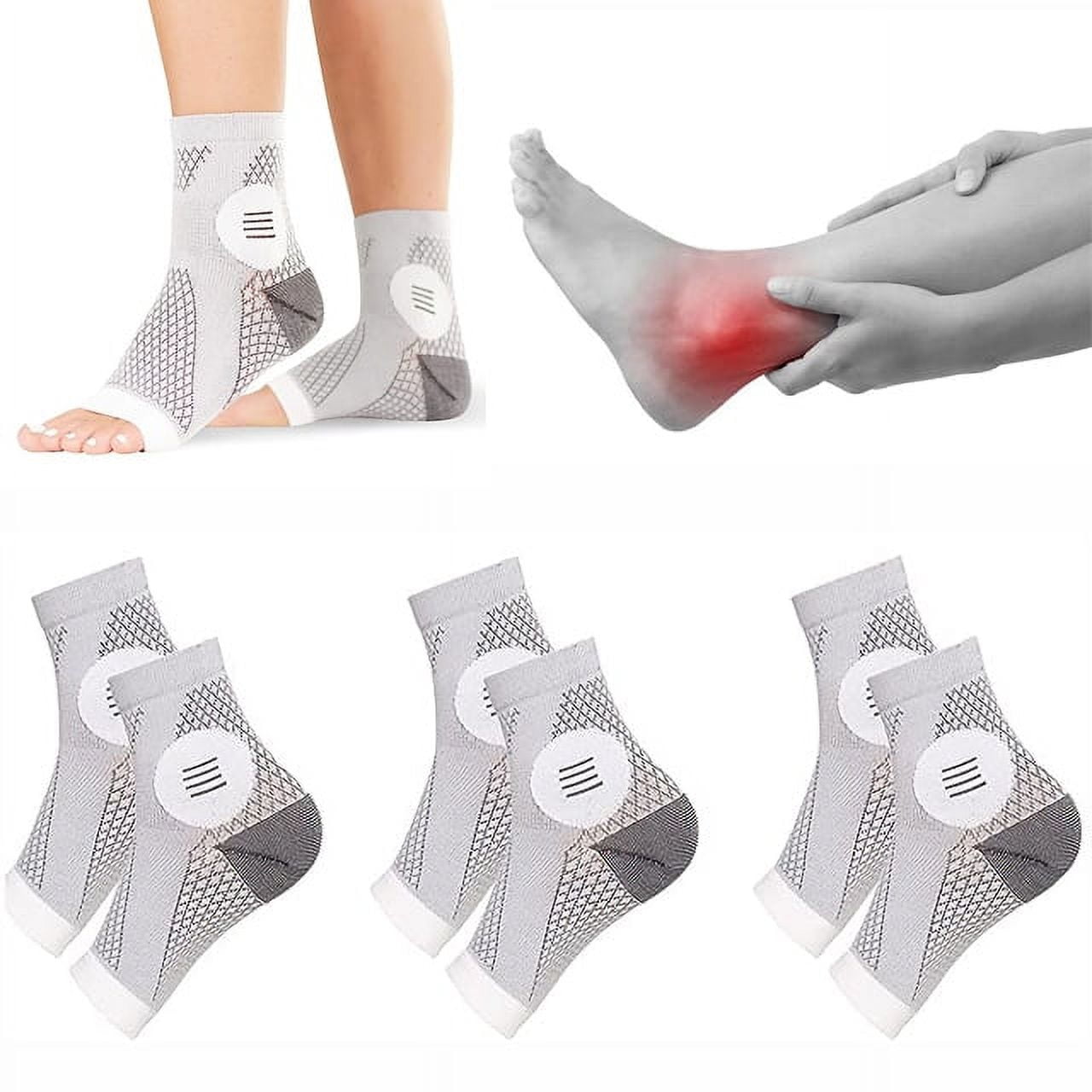 3 Pairs Neuropathy Socks Peripheral Neuritis Compression Toeless Foot ...