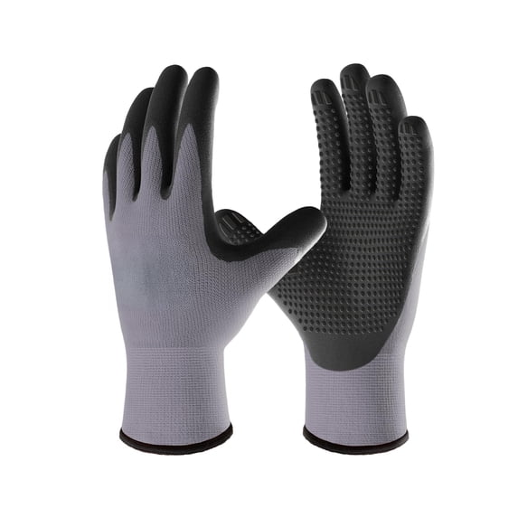 3 Pairs Nitrile Rubber Dipped Safety Work Gloves with Grip Dots ...