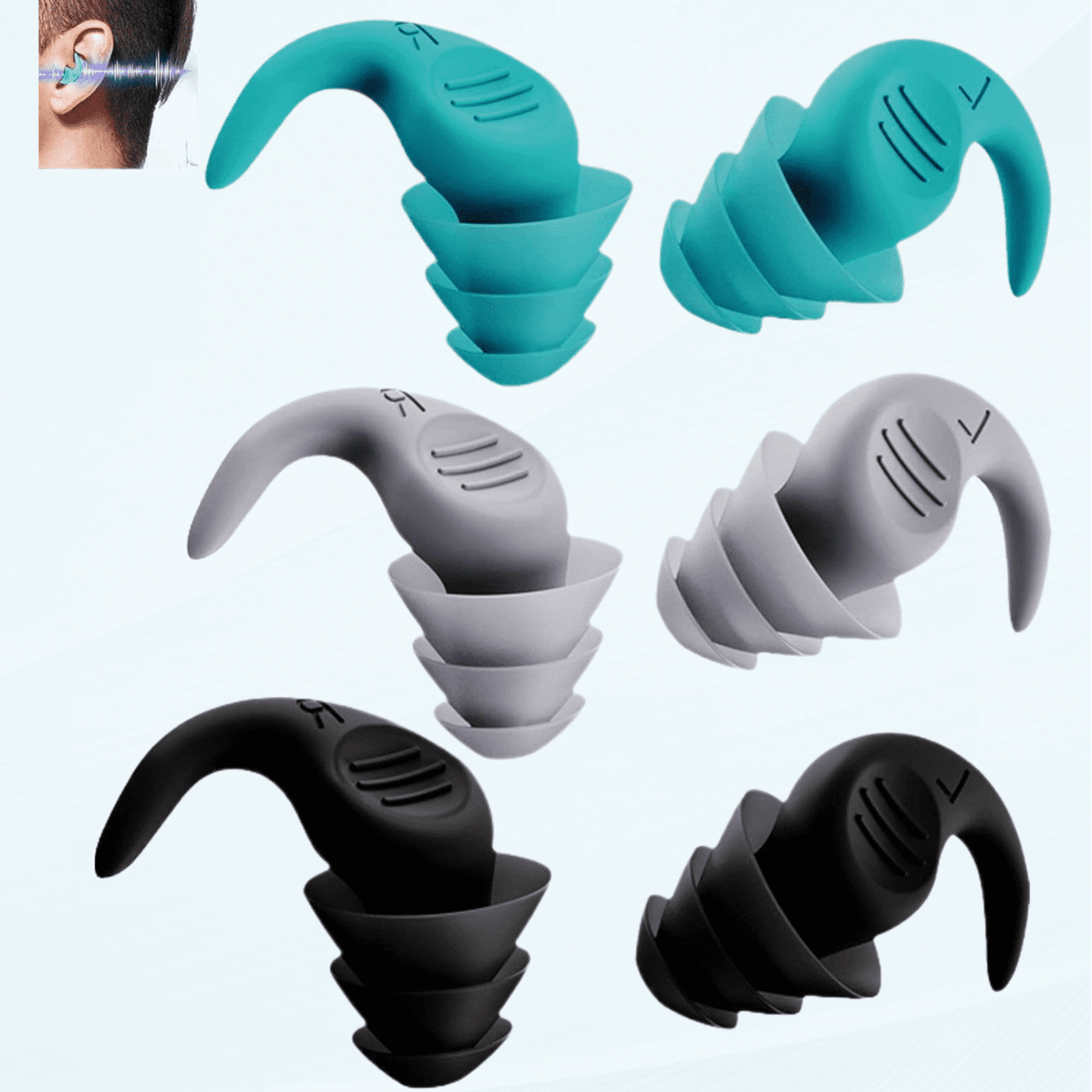 3 Pairs Noise Cancelling Ear Muffs for Sleeping, Hearing in Flexible ...