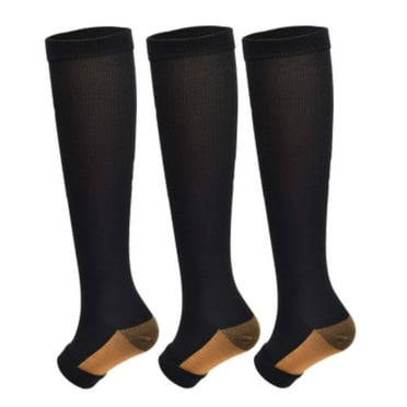 3 Pairs Medical Sport Compression Socks - 15-20mmhg Graduated Knee-High ...