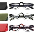 3 Pairs Plastic Retro Half Moon Frame Reading Glasses Lightweight ...