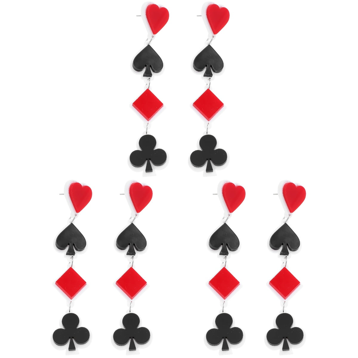 3 Pairs Playing Card Earrings Helix Drop Creative Dangle Decorations ...