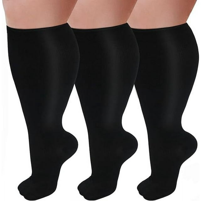 3 Pairs Plus Size Compression Socks Wide Calf For Women And Men 20 30