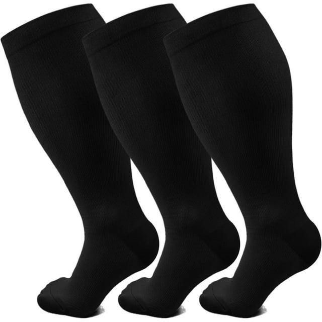 3 Pairs Plus Size Compression Socks Wide Calf For Women And Men 20 30