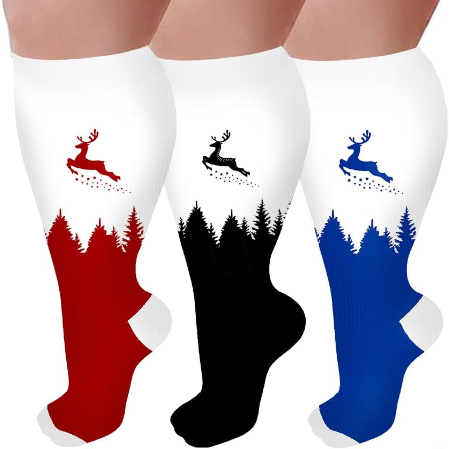 3 Pairs Plus Size Compression Socks Wide Calf for Women and Men 20-30 ...