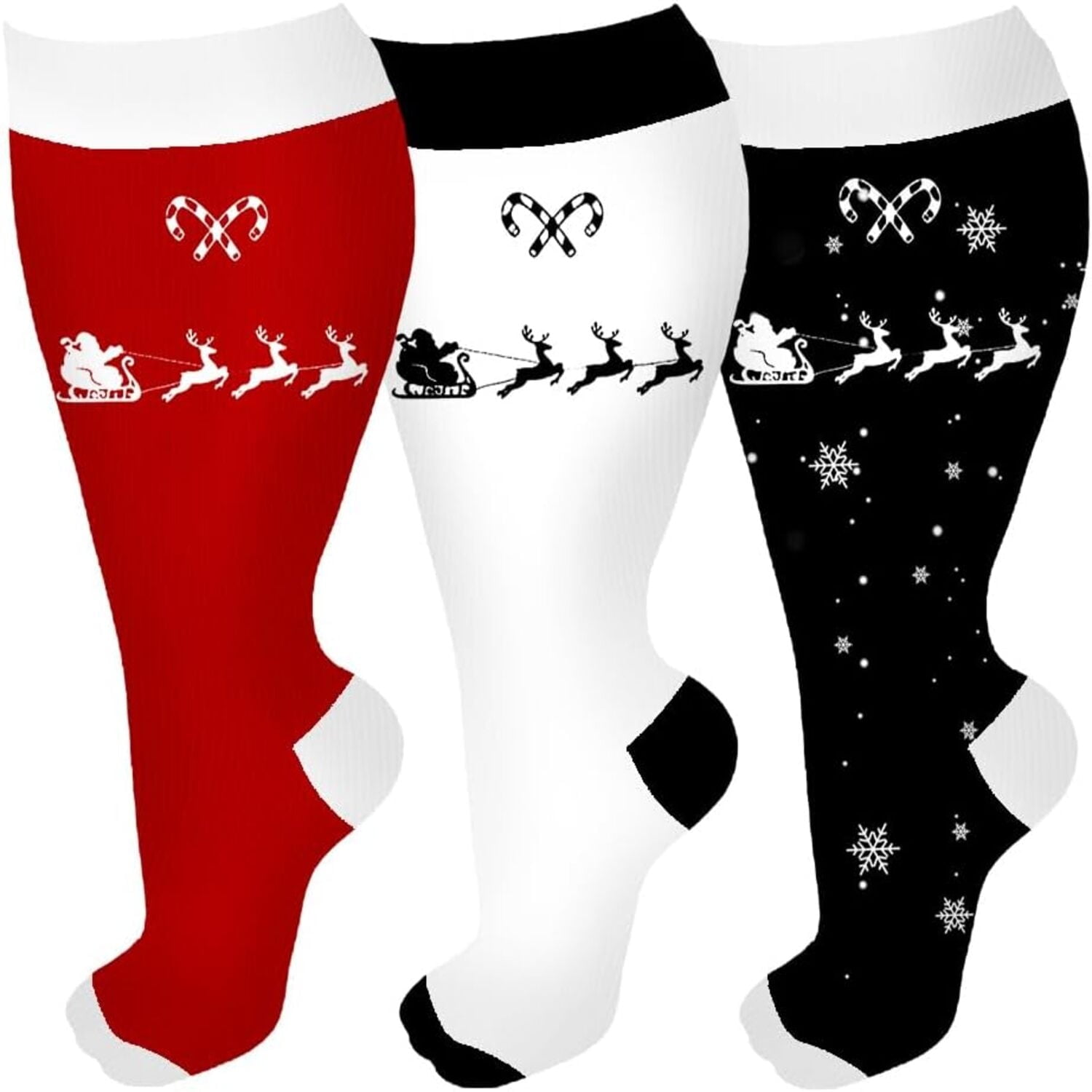 3 Pairs Plus Size Compression Socks Wide Calf for Women and Men 20-30 ...