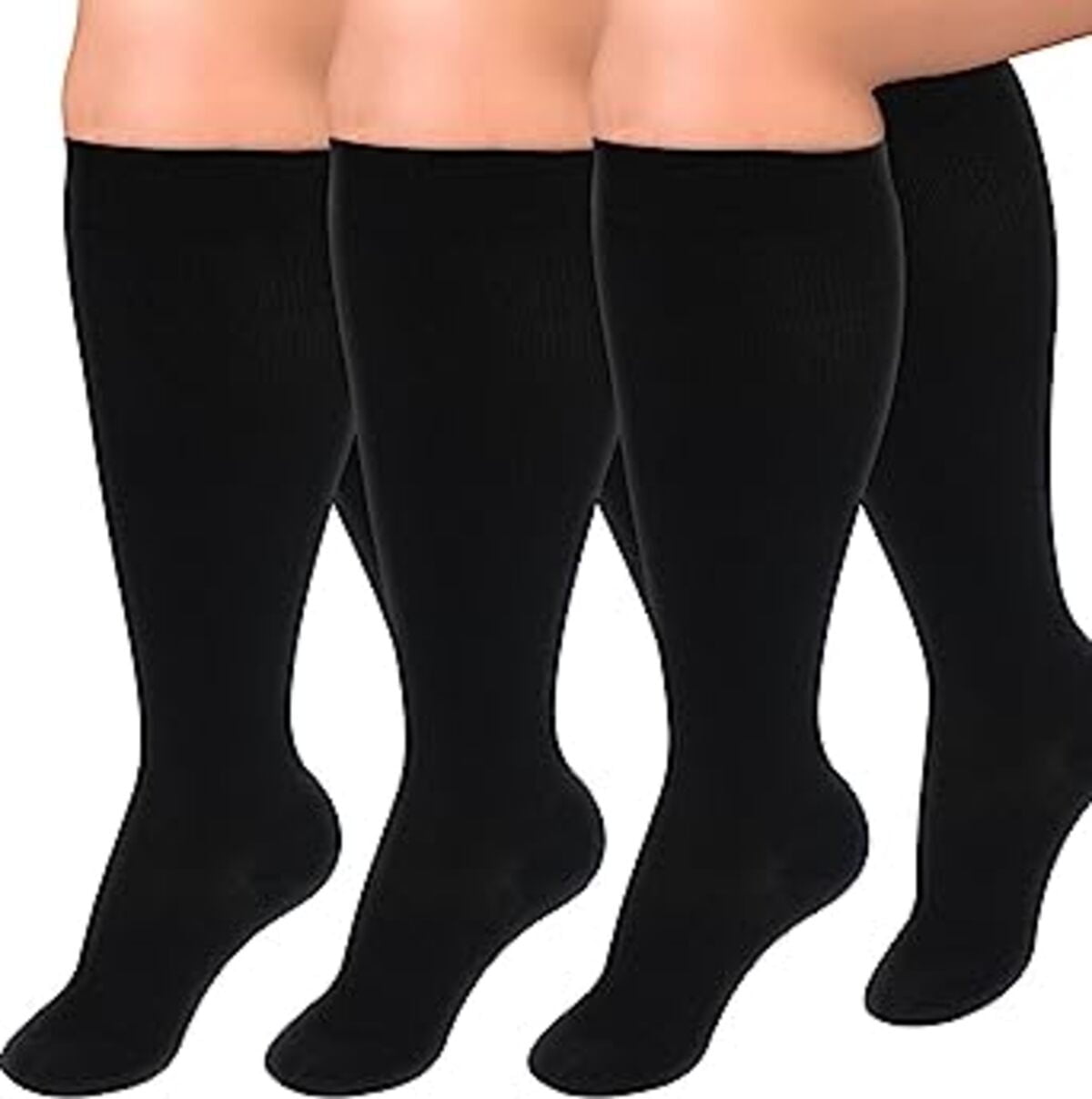 Fuklindy 3 Pairs Plus Size Compression Socks for Women Men, 20-30 mmHg ...